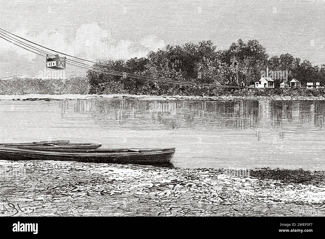 Teremakau river wire tram, New Zealand. Trip to New Zealand 1889 by ...