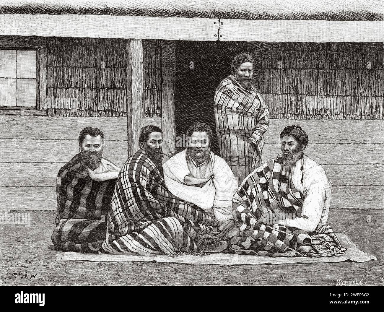Maori chiefs, New Zealand. Trip to New Zealand 1889 by Gerrit Verschuur ...