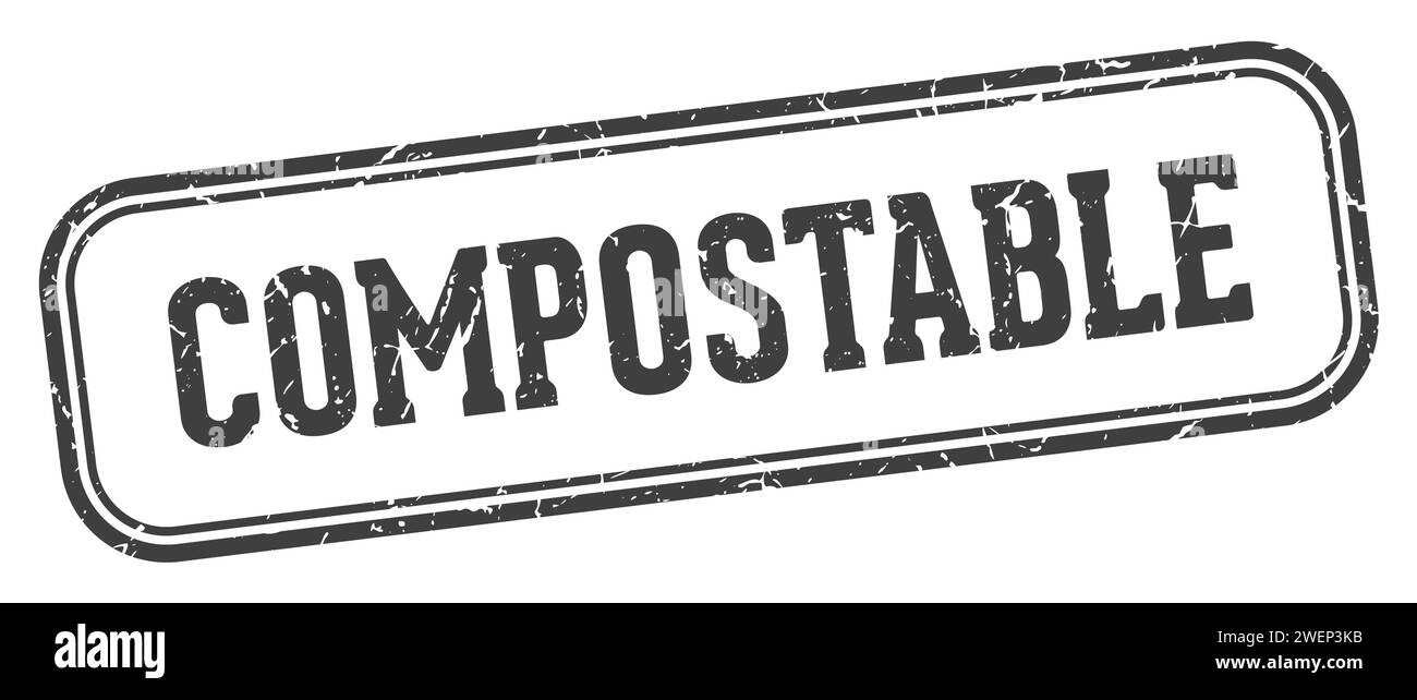 compostable stamp. compostable rectangular stamp isolated on white ...