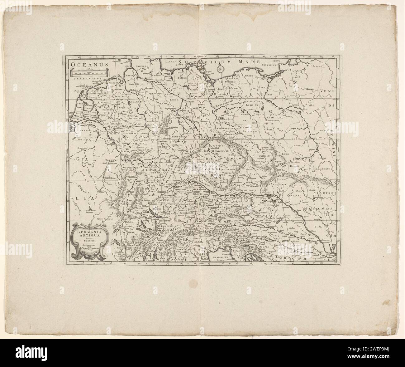 Map of Germany in Roman times, Anonymous, 1721 - 1774 print paper ...