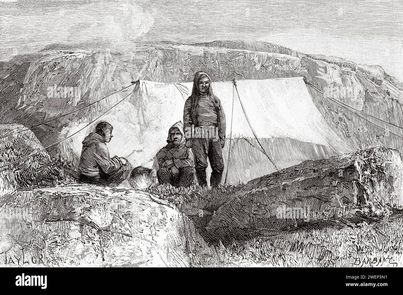 The explorers' camp near Jakobshavn, Greenland, Denmark. An Excursion ...