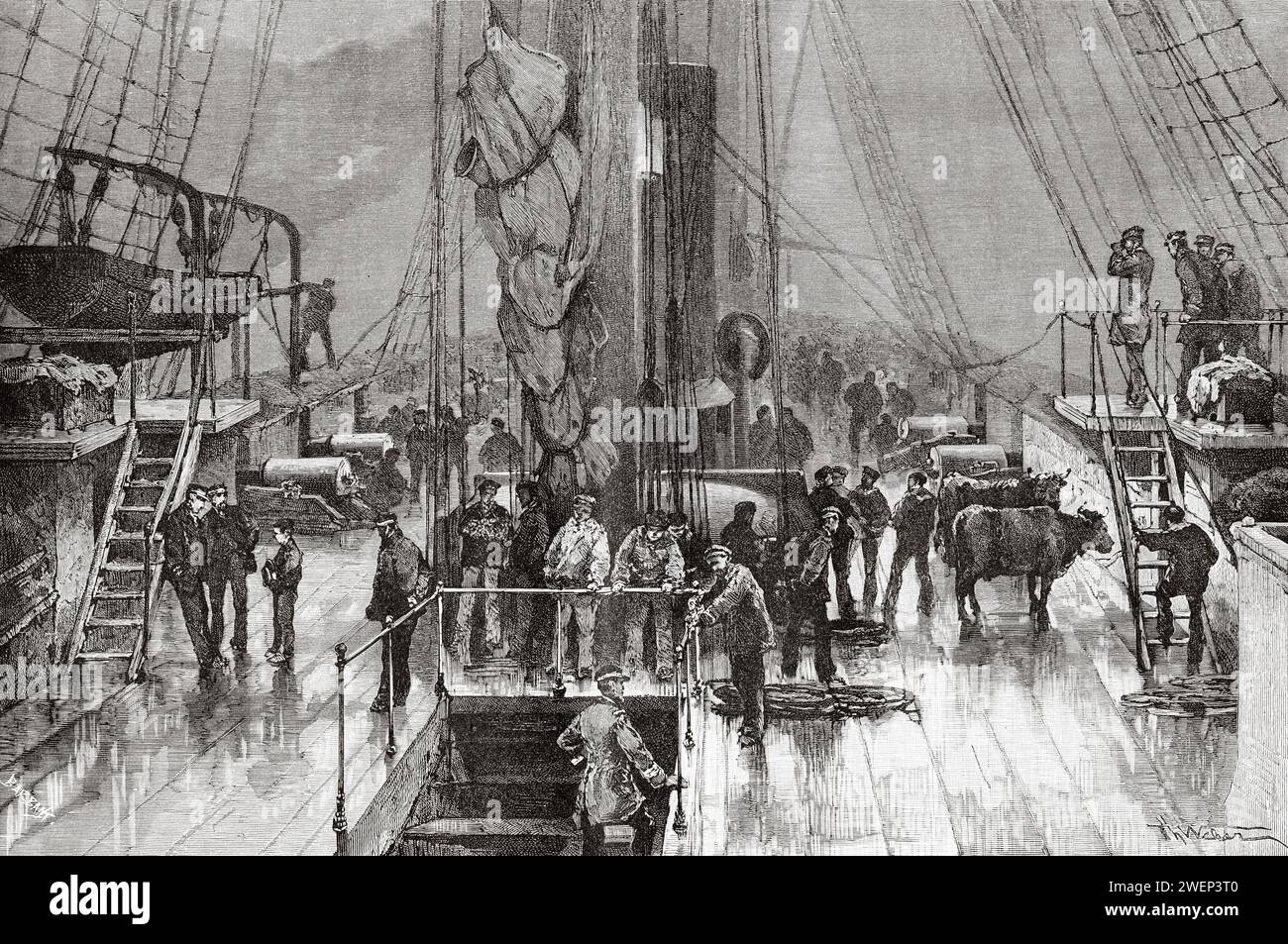 French frigate La Clorinde on his expedition trip to Newfoundland and ...