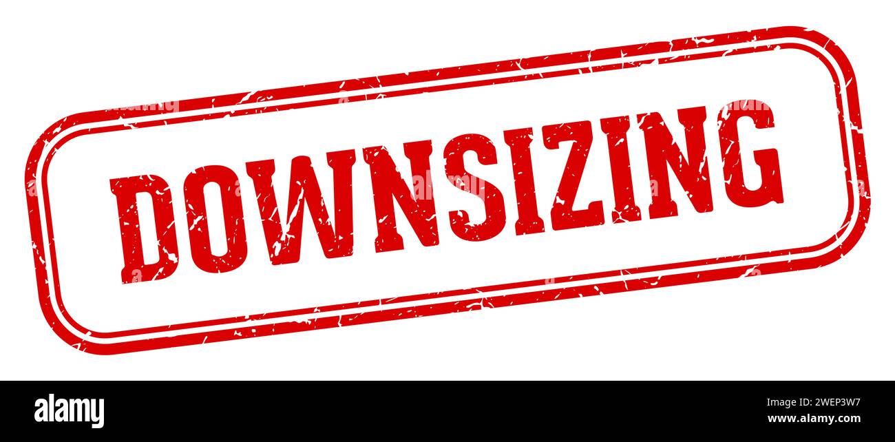 downsizing stamp. downsizing rectangular stamp isolated on white ...