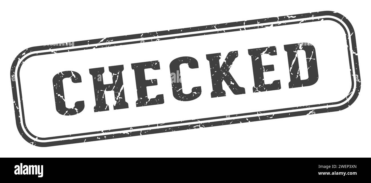 checked stamp. checked rectangular stamp isolated on white background ...