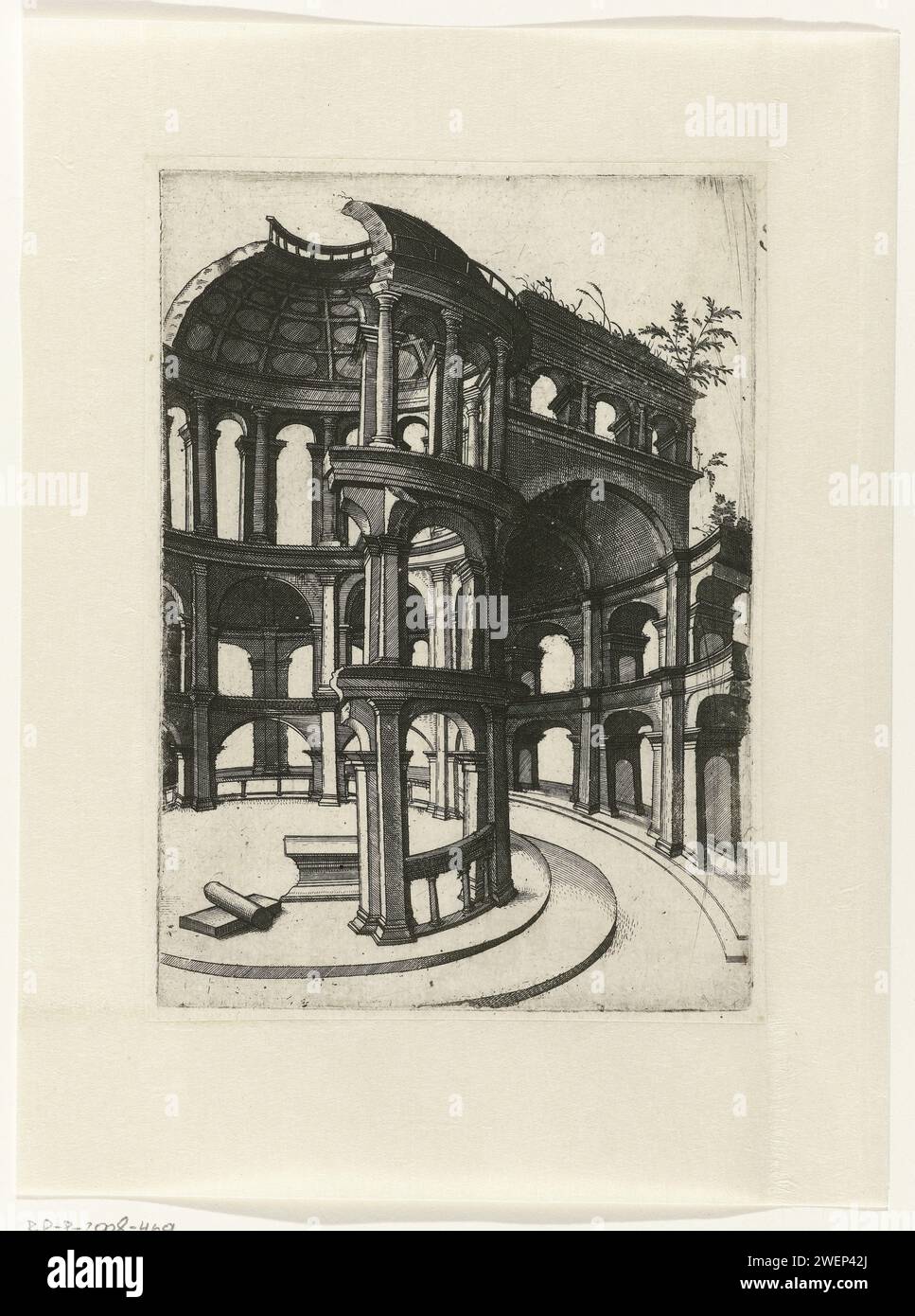 Ruin with arches and dome, 1560 print paper engraving ruin of a ...