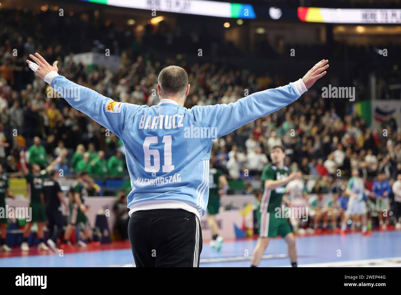 26.01.2024, Lanxess Arena, Koeln, GER, EHF Euro 2024, Men, Spiel um 5. Platz, Cologne, Ungarn ...