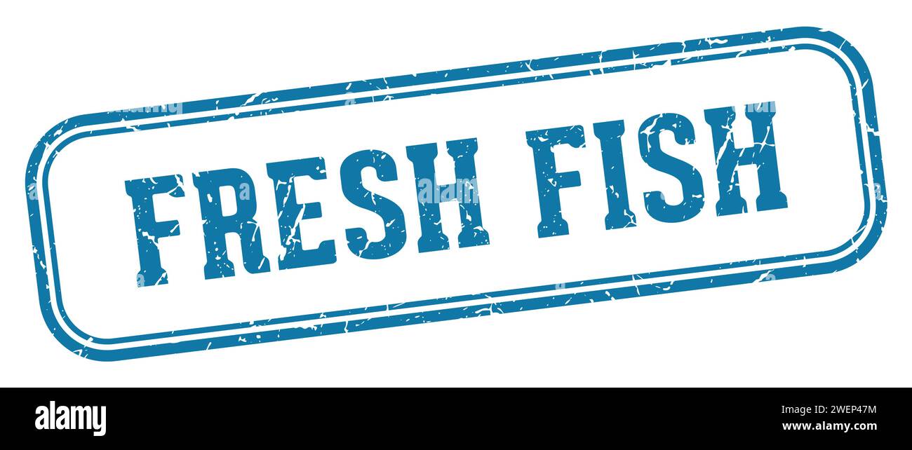 fresh fish stamp. fresh fish rectangular stamp isolated on white ...