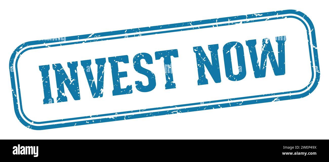 invest now stamp. invest now rectangular stamp isolated on white ...