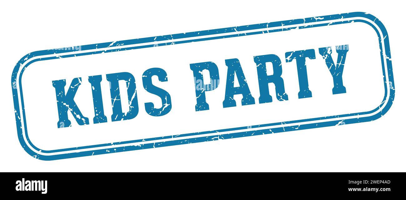 kids party stamp. kids party rectangular stamp isolated on white ...