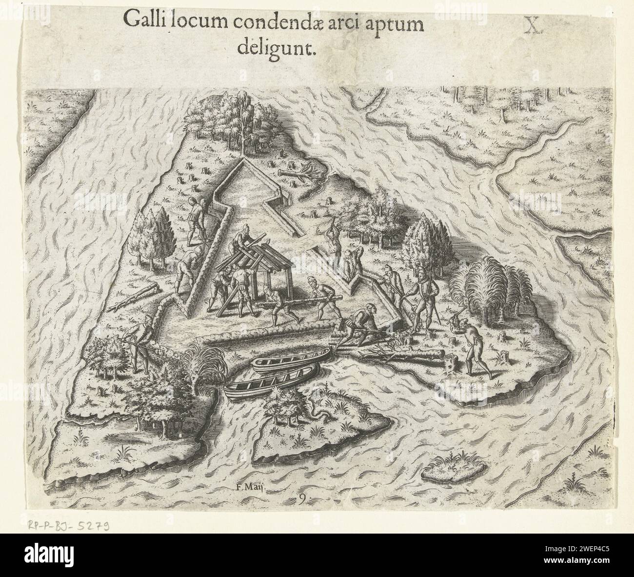 French build a fort, Theodor de Bry, After, 1591 print The French start ...