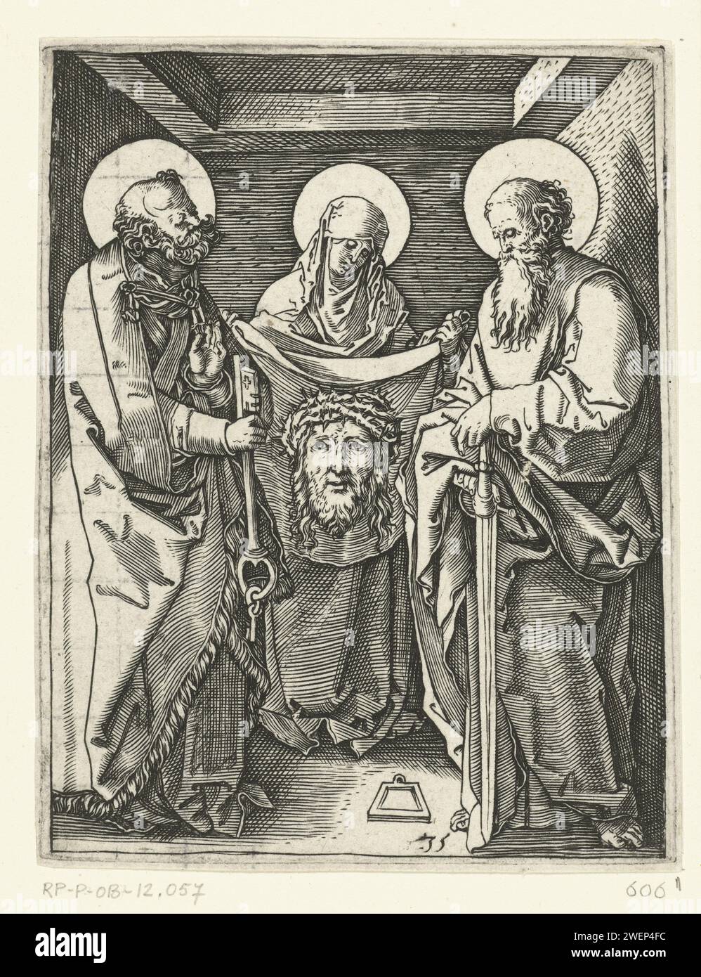 Holy Veronica with sweat cloth (Sudarium) standing between saints Peter ...