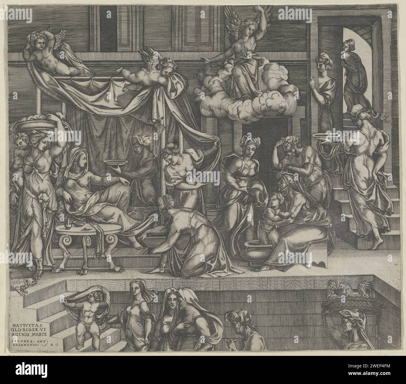 Birth of the Virgin, anonymous, after Nicolas Beatrizet, 1540 print ...