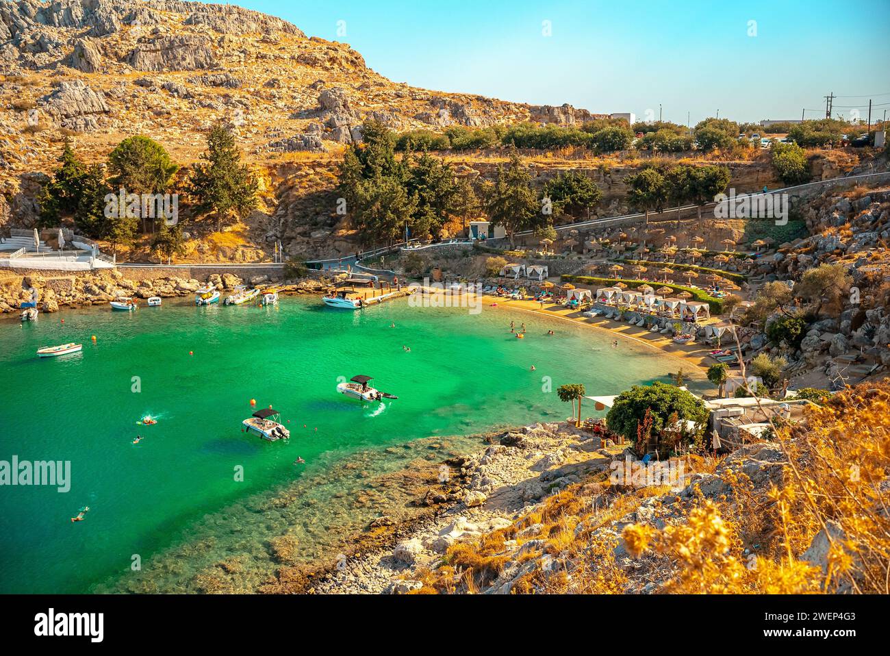 Secluded Agios Pavlos beach in Saint Paul's Bay in Rhodes Stock Photo - Alamy