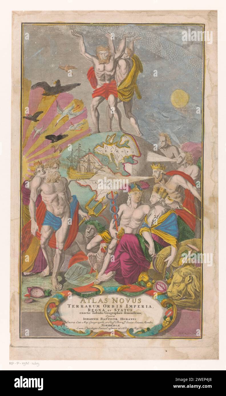 Atlas and Hercules wear starry sky, in or before 1729 print Atlas and ...