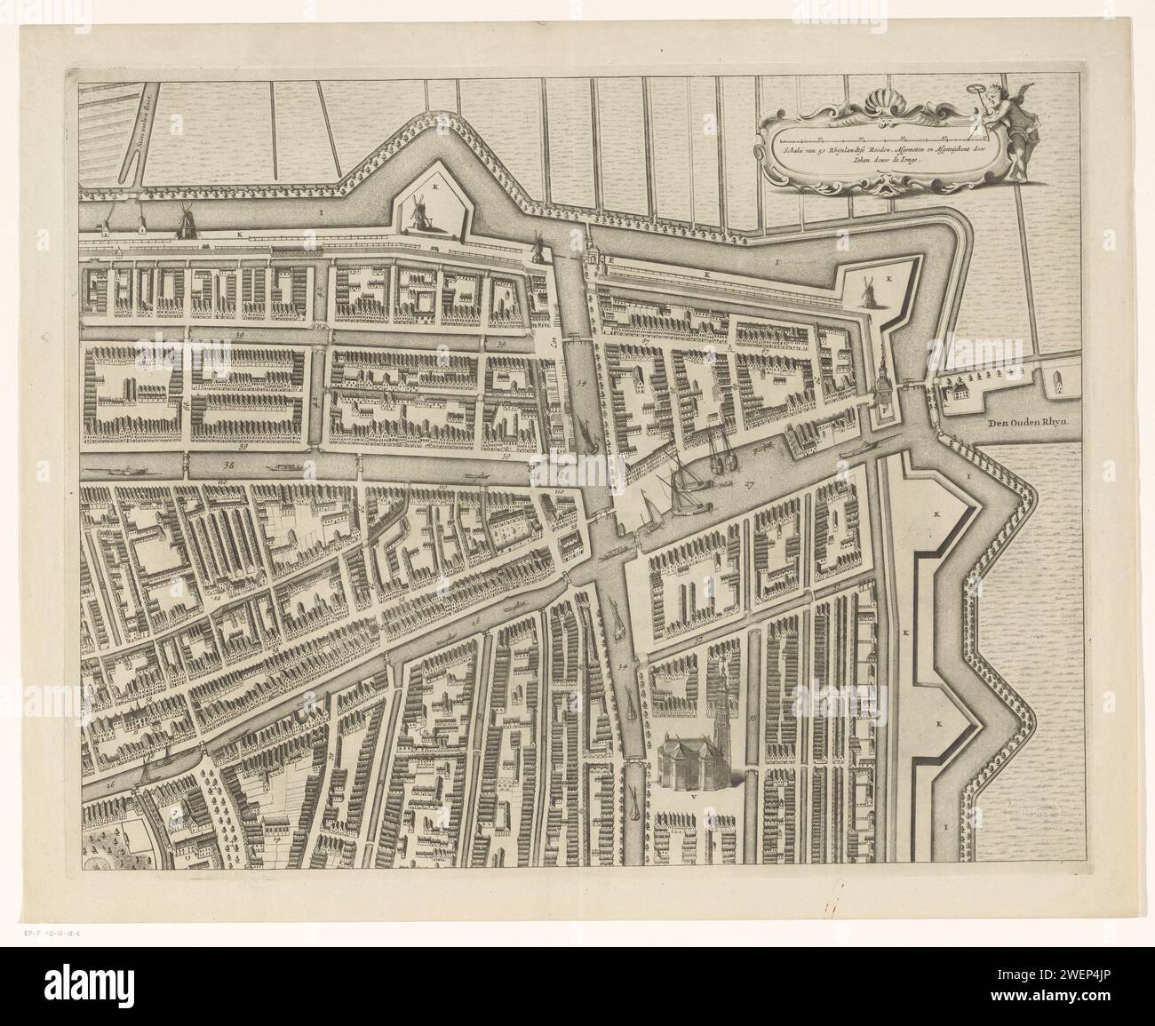 Map of Leiden (part at the top right), Christiaan Hagen, in or after ...