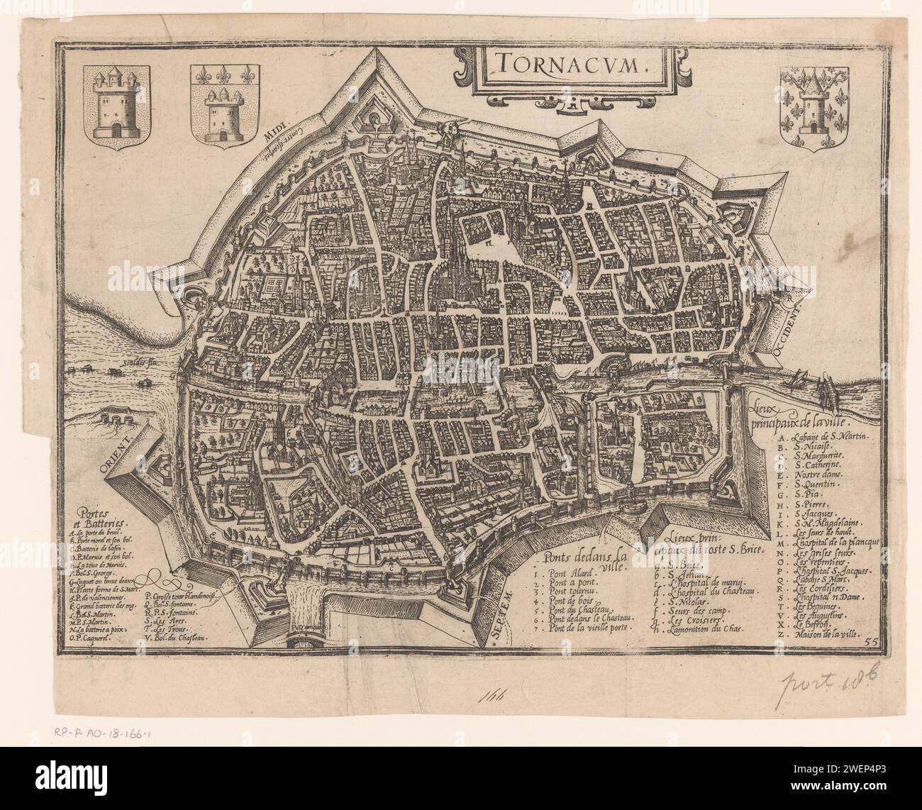 Map of Tournai, Anonymous, 1582 - 1588 print Map of Tournai with ...