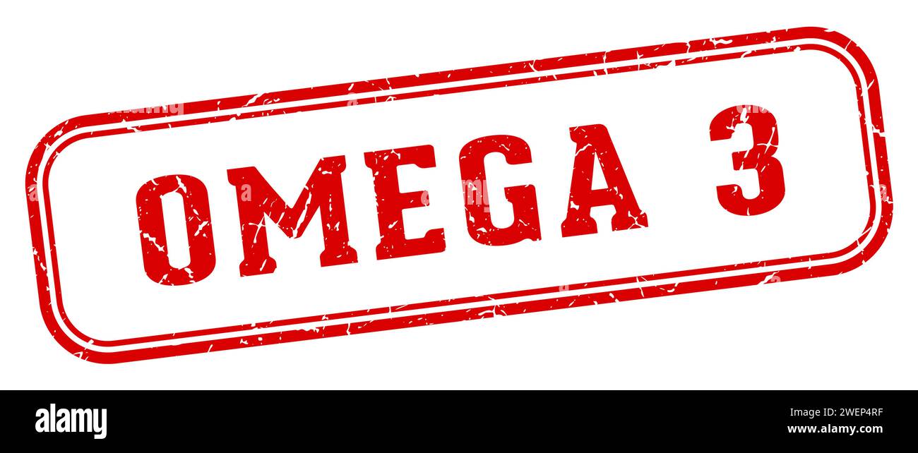 omega 3 stamp. omega 3 rectangular stamp isolated on white background ...