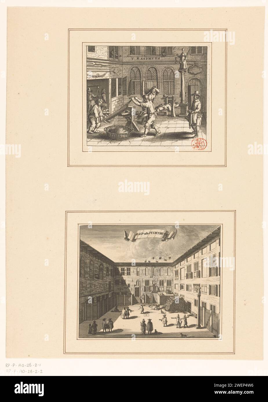 View of the courtyard of the Rasphuis in Amsterdam, Anonymous, 1664 ...