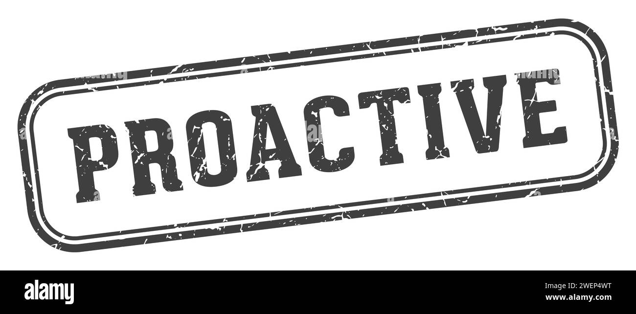 proactive stamp. proactive rectangular stamp isolated on white ...
