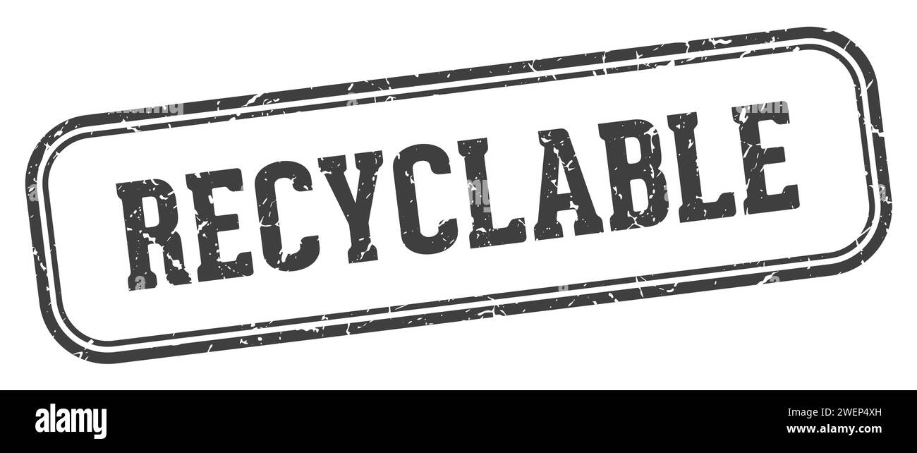 recyclable stamp. recyclable rectangular stamp isolated on white ...