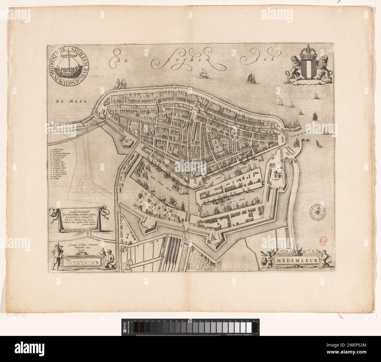Map of Medemblik, Anonymous, After Jan Cornelisz. Schagen, 1652 print Map in a nutshell ...