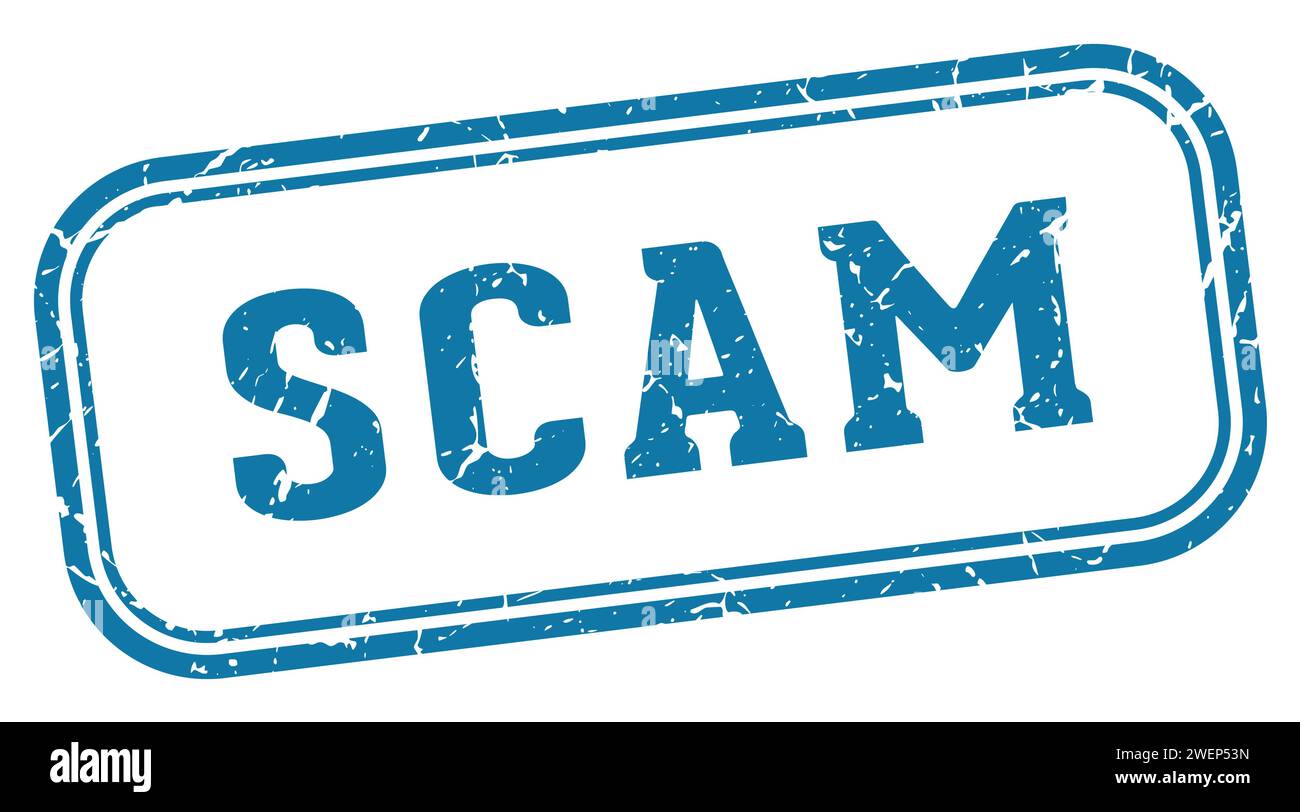 scam stamp. scam rectangular stamp isolated on white background Stock ...