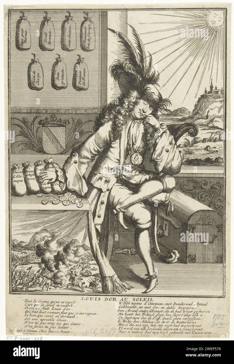 Cartoon on Lodewijk Willem van Baden -Baden, 1705, 1705 - 1706 print ...