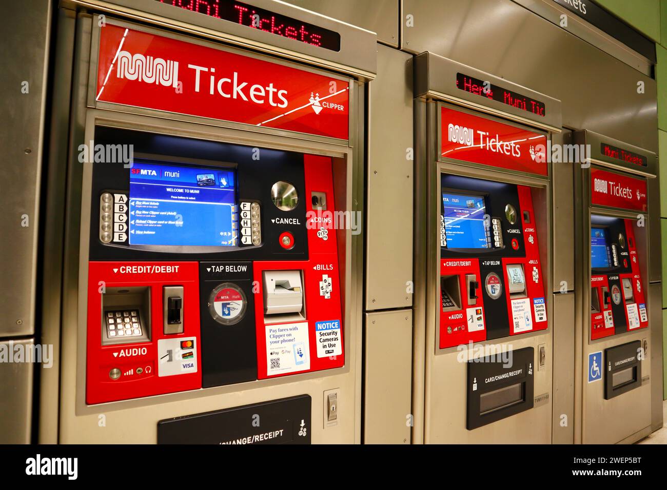 San Francisco, California: SFMTA MUNI Clipper Ticket Vending Machine ...