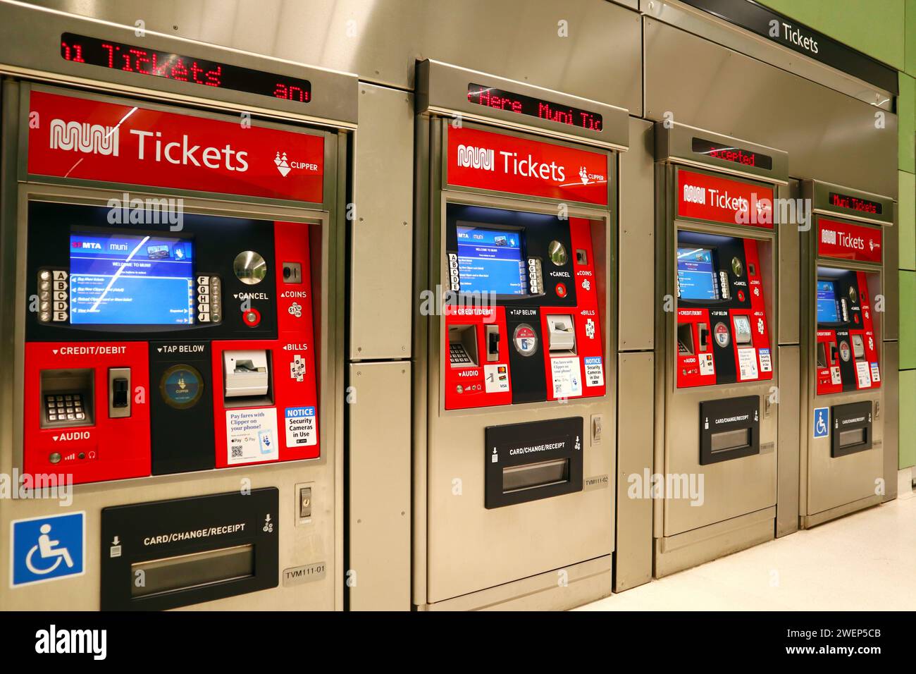 San Francisco, California: SFMTA MUNI Clipper Ticket Vending Machine ...