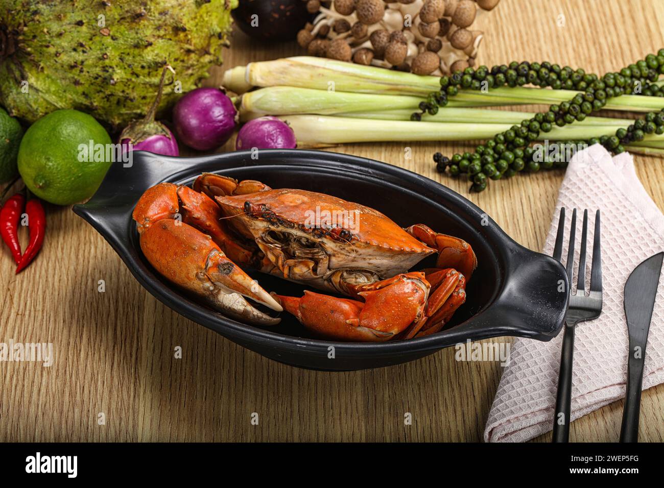 Delicous luxury steamed red crab in the plate Stock Photo - Alamy