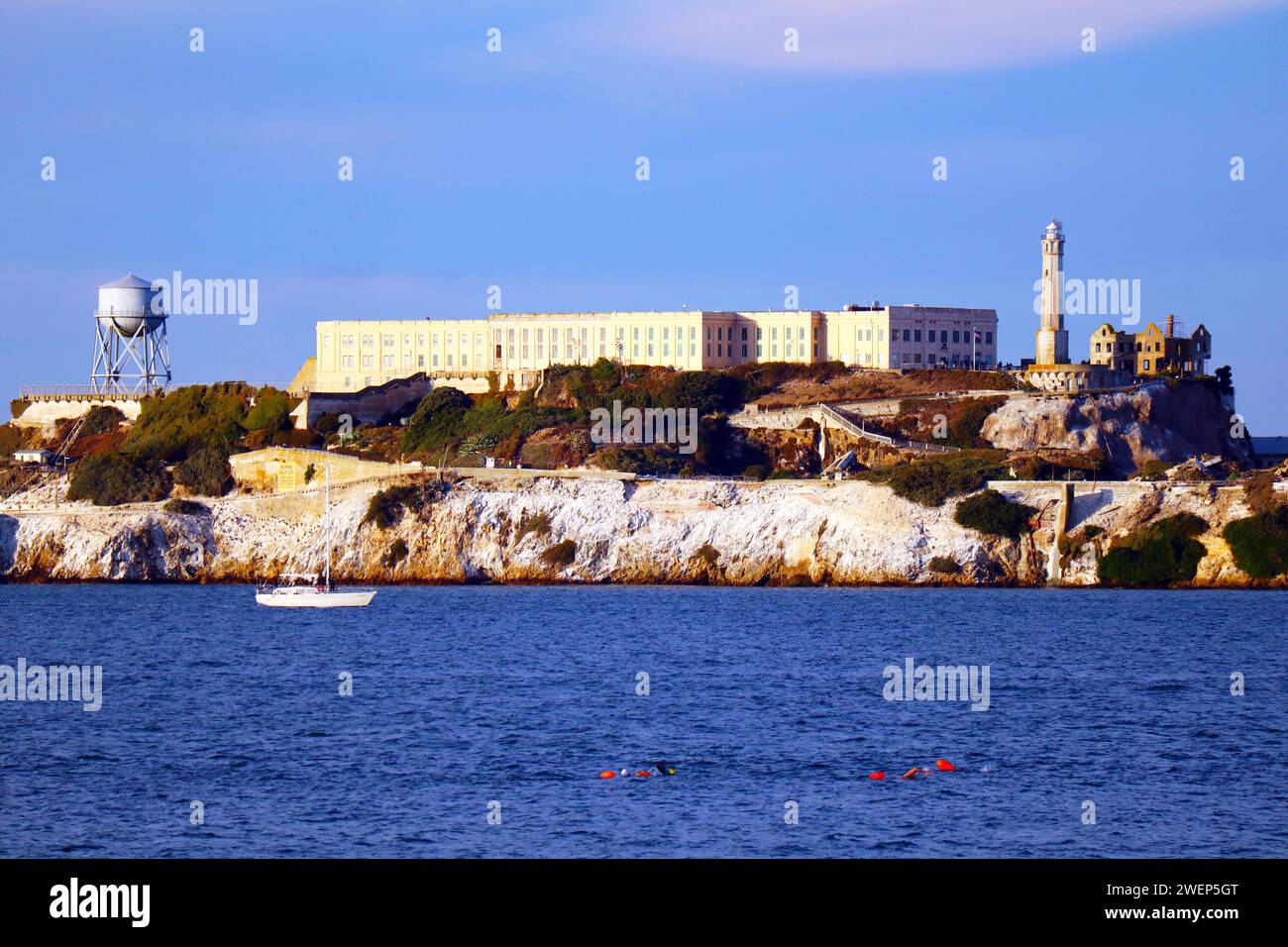 San Francisco, California: view of Alcatraz Island with prison Stock ...