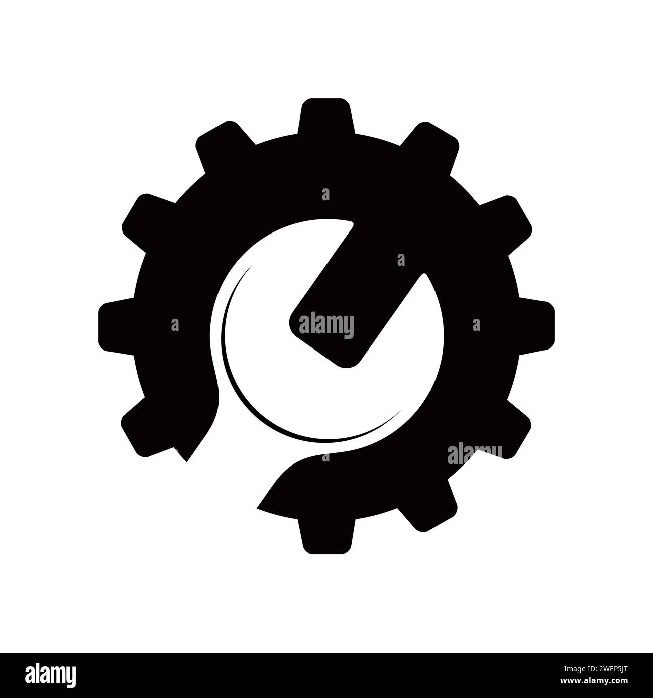 Simple flat style tool cogwheel wrench icon shape symbol. Settings ...