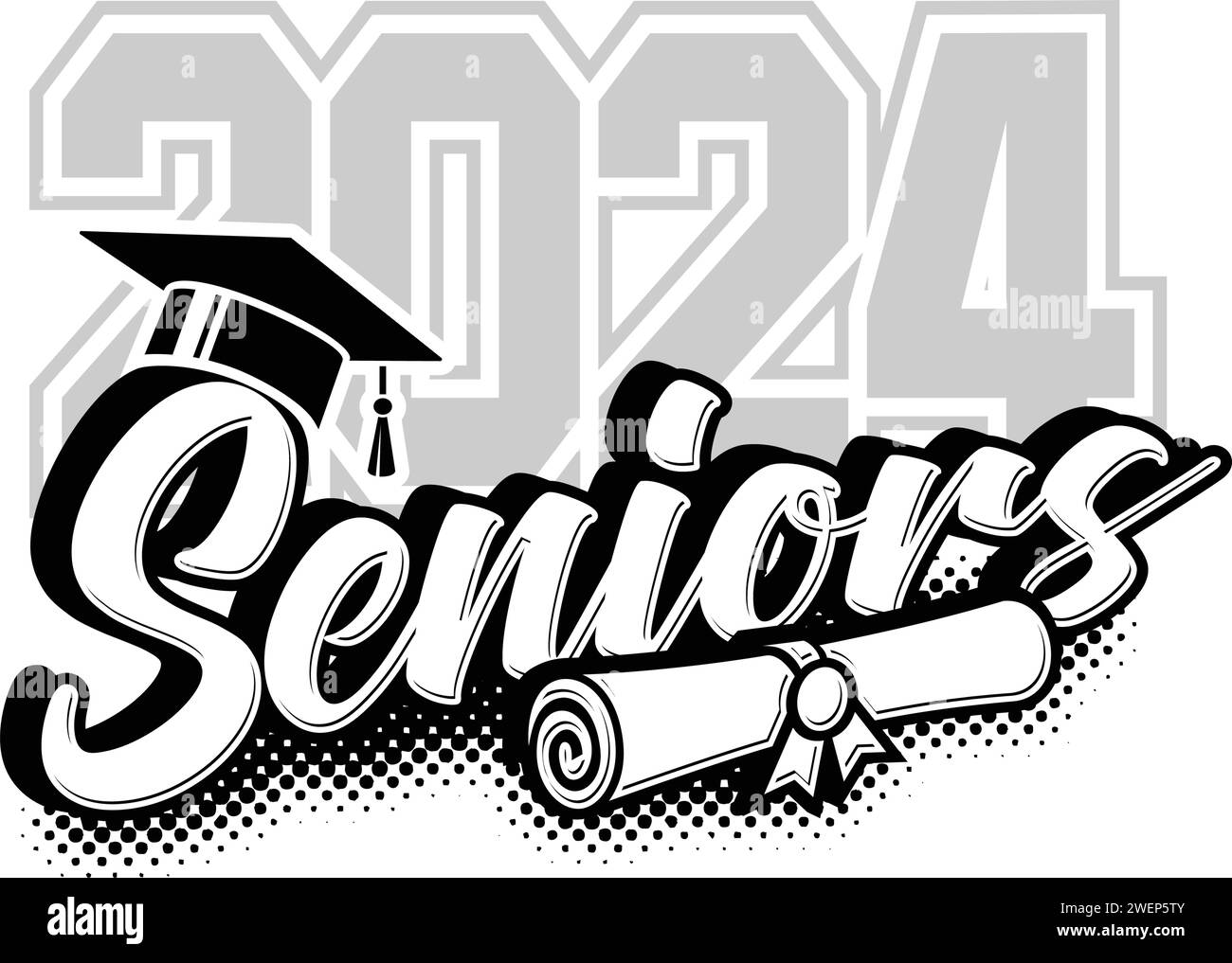 Lettering Class of 2024 for greeting, invitation card. Text for ...