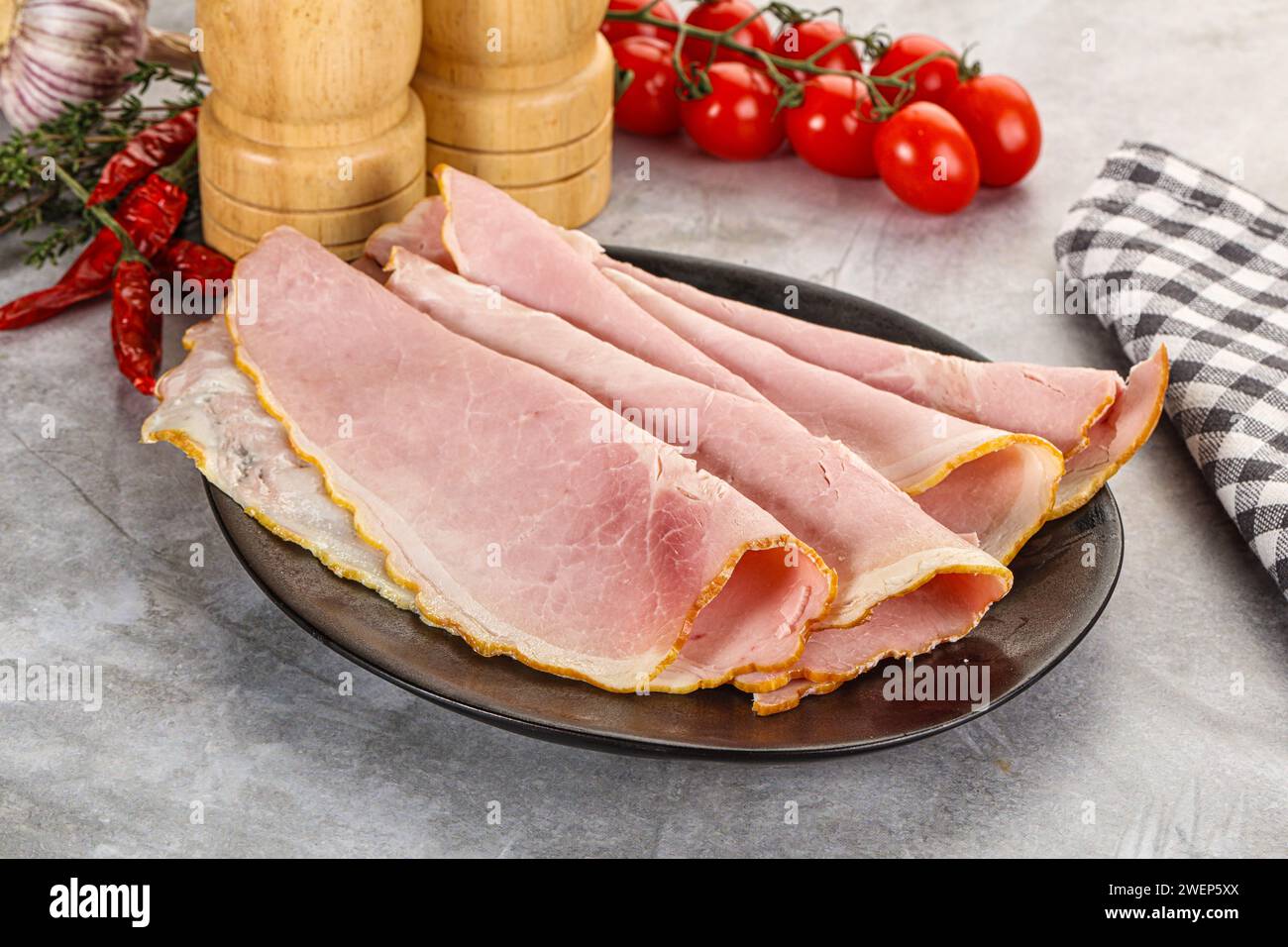 Italian Prosciutto Kotto snack appetizer in the plate Stock Photo - Alamy