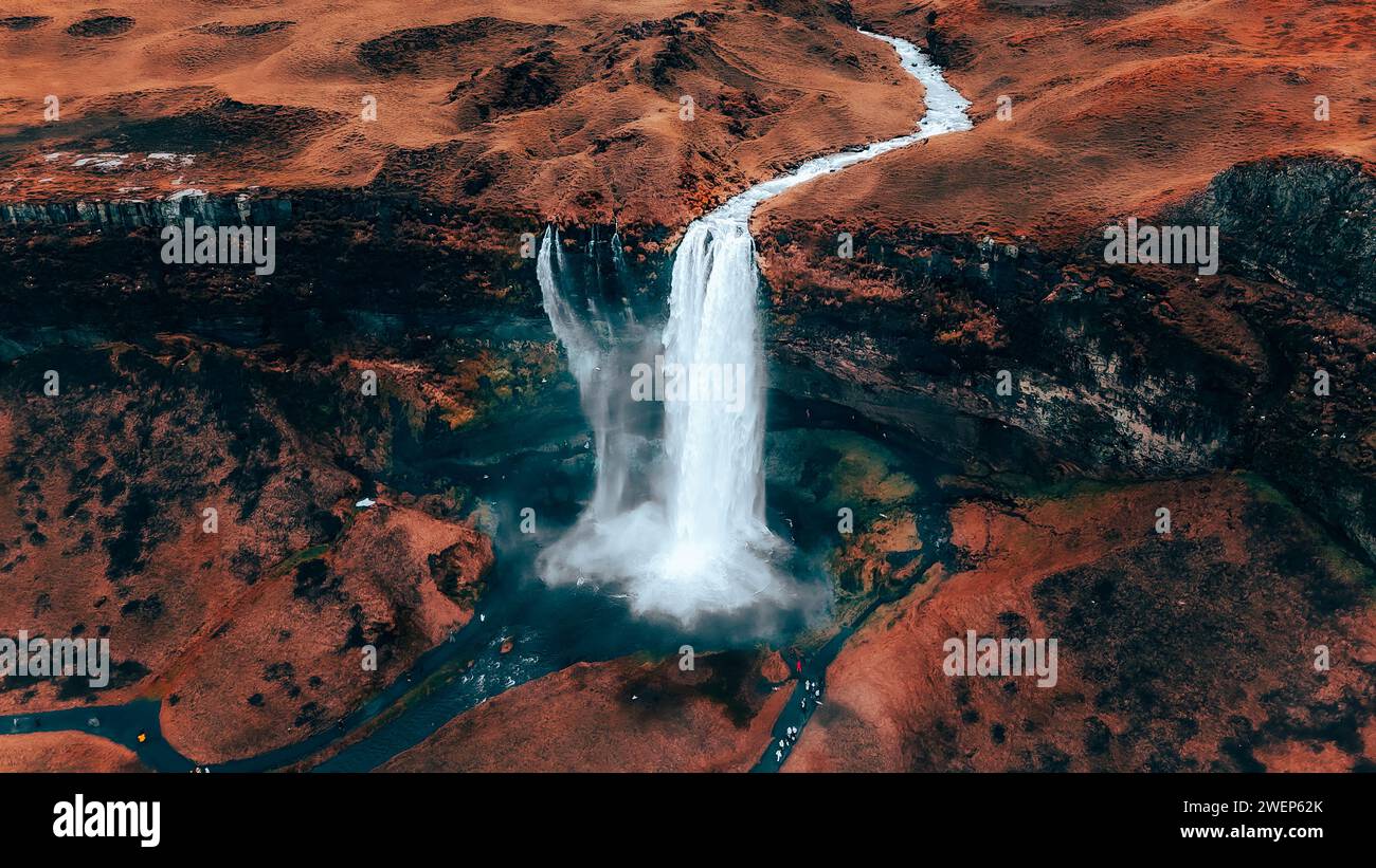 Stunning aerial view cascading waterfall hi-res stock photography and ...