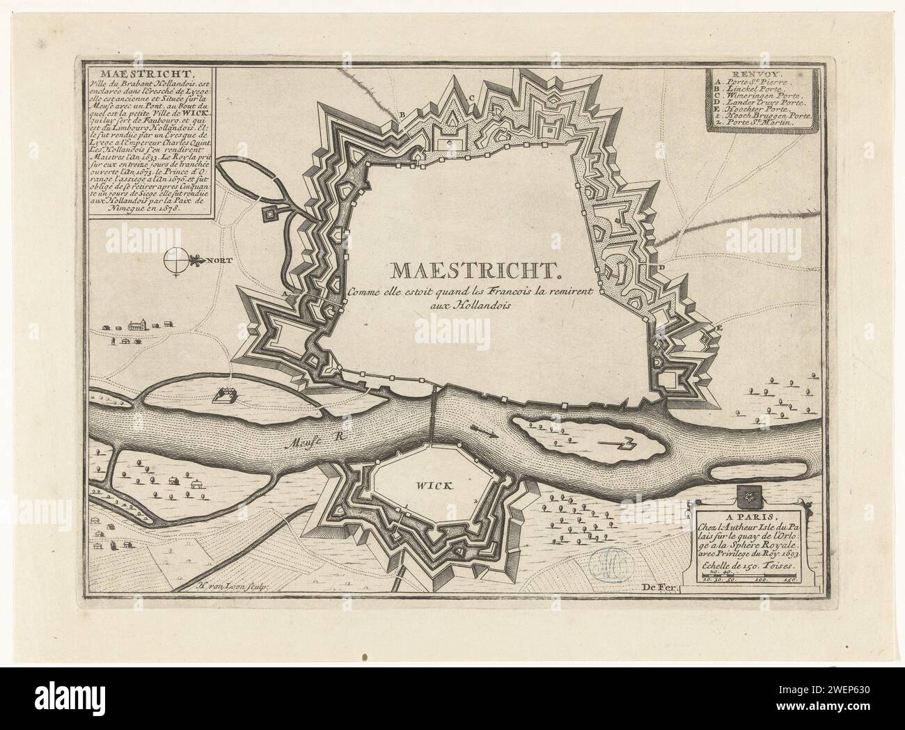 Map of Maastricht, 1678, Harmanus van Loon, 1693 print Map of ...