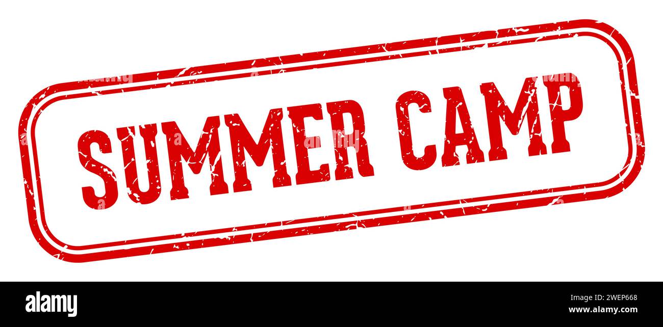 summer camp stamp. summer camp rectangular stamp isolated on white ...