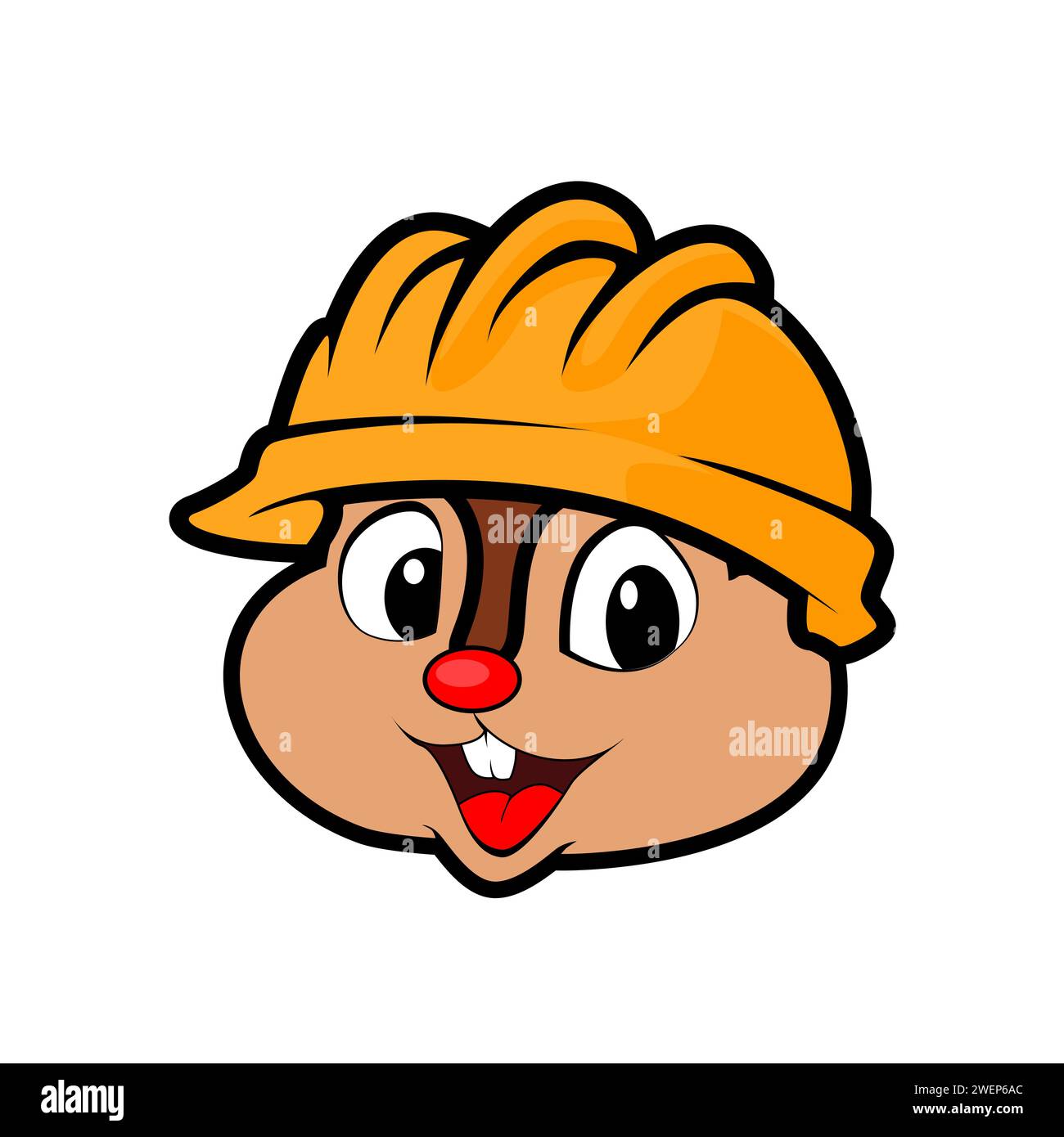 Squirrel face in cartoon style Wearing a Contractor's Helmet Stock ...