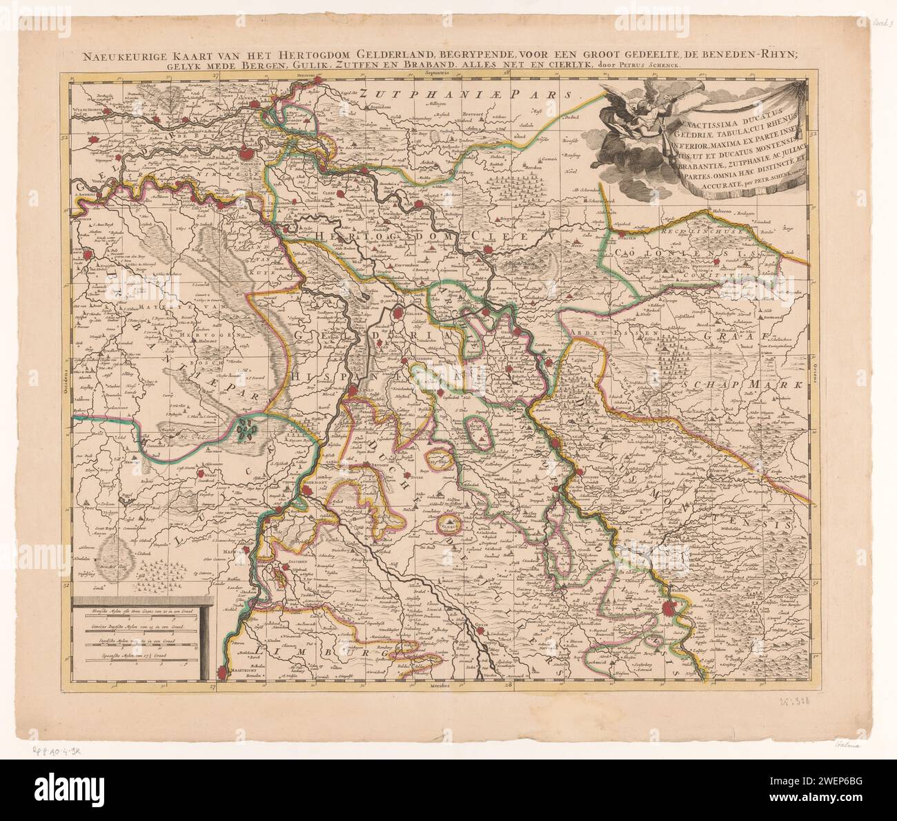 Map of Gelderland, Anonymous, 1695 - 1711 print At the top right the ...