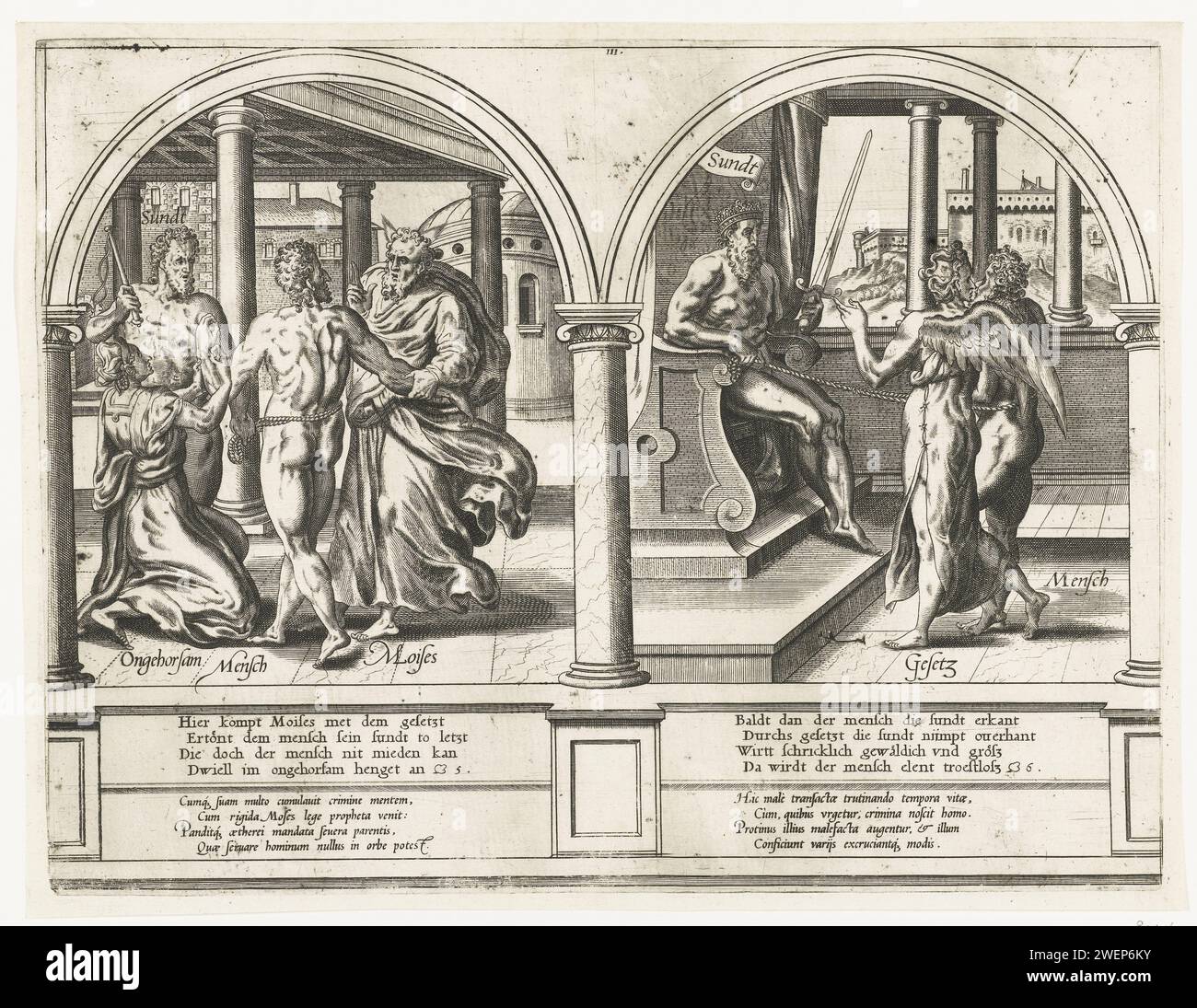 Man confronted with Moses and the rule of sin, Frans Huys, after Gerard ...