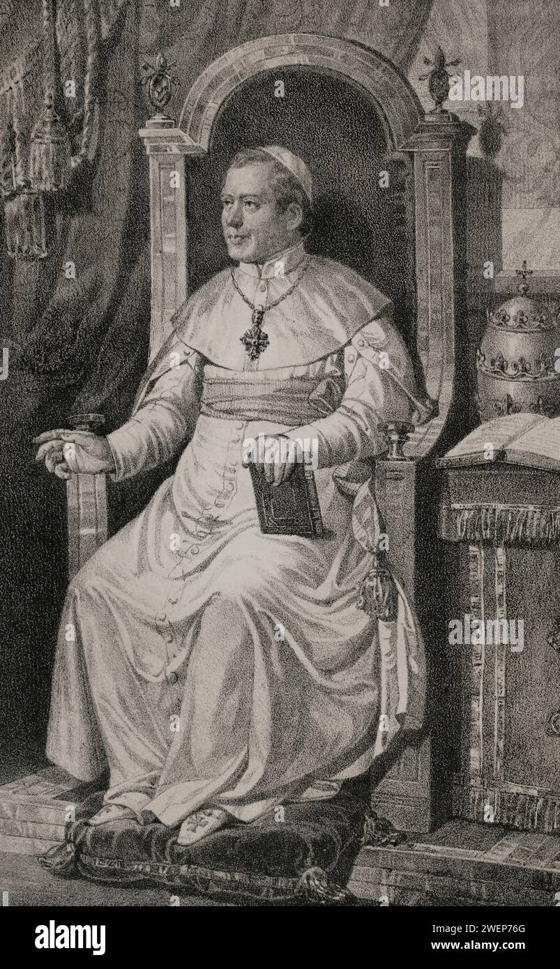 Pius IX (1792-1878). Italian pope (1846-1878), born Giovanni Maria Mastai Ferretti. Portrait ...