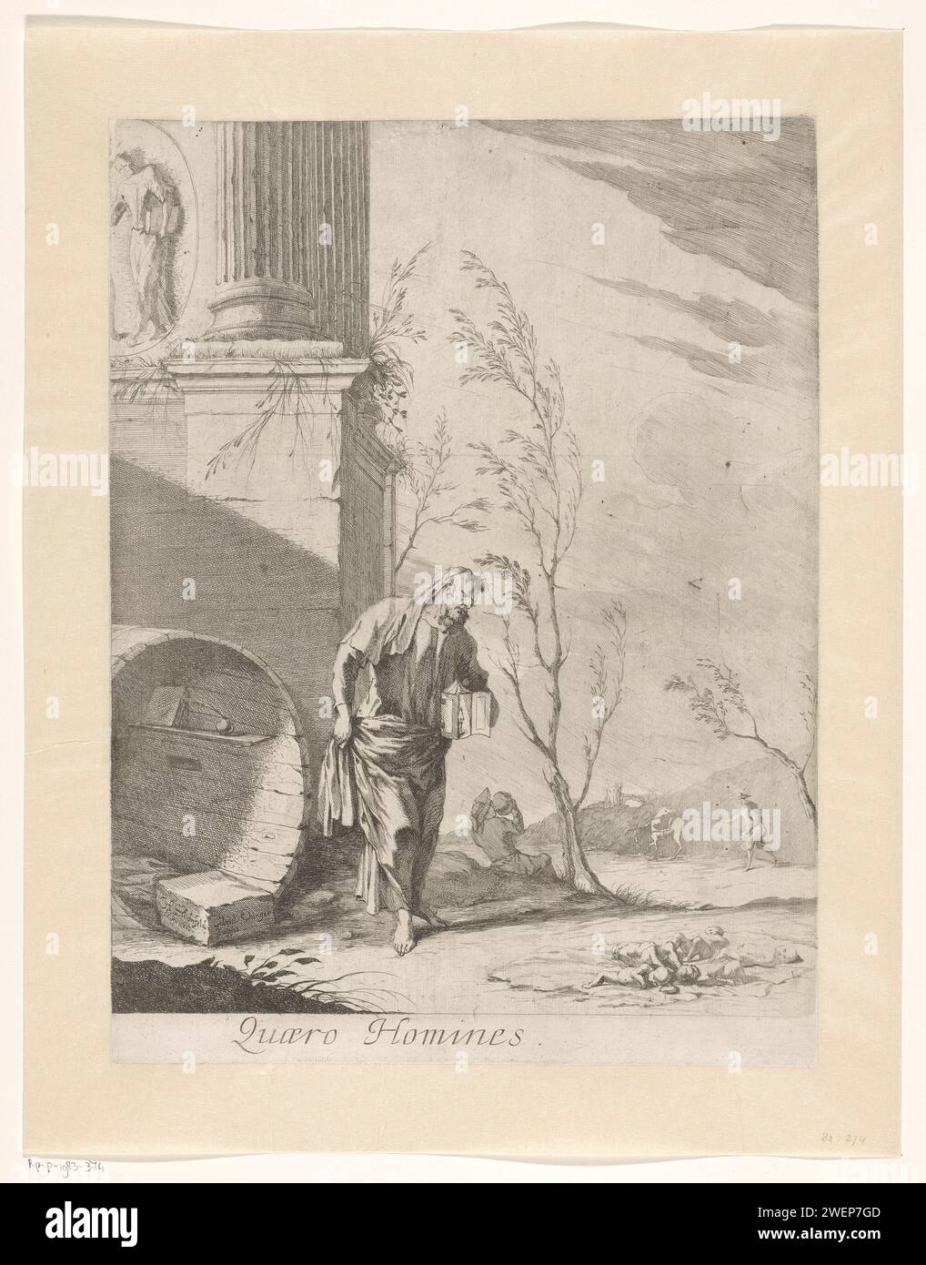 Diogenes, Gabriel Ehinger, after Johannes Heinrich Schönfeld, 1662 - 1736 print Diogenes with ...