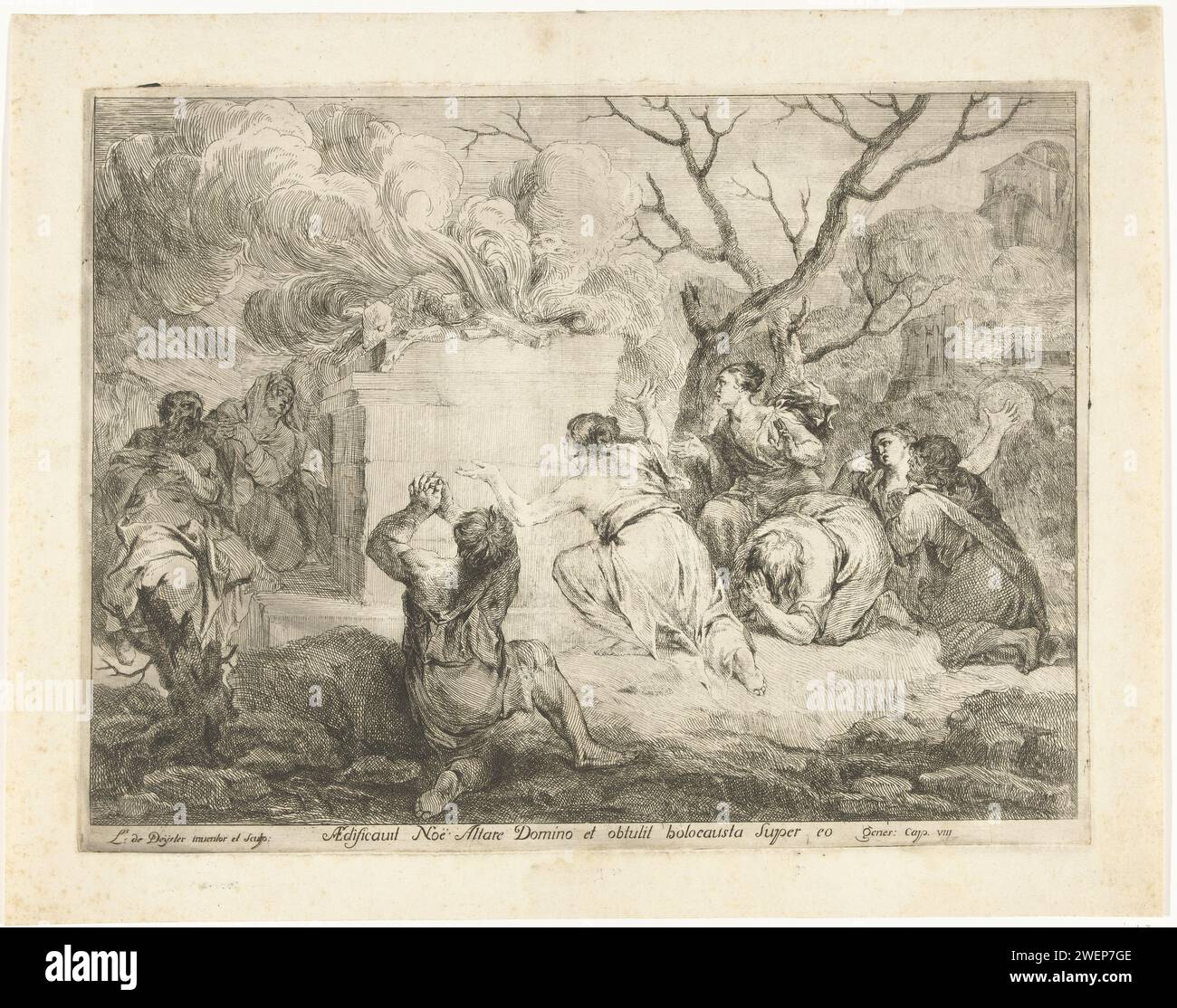 Noah's sacrifice after the flood, Louis de Deyster, 1666 - 1711 print ...