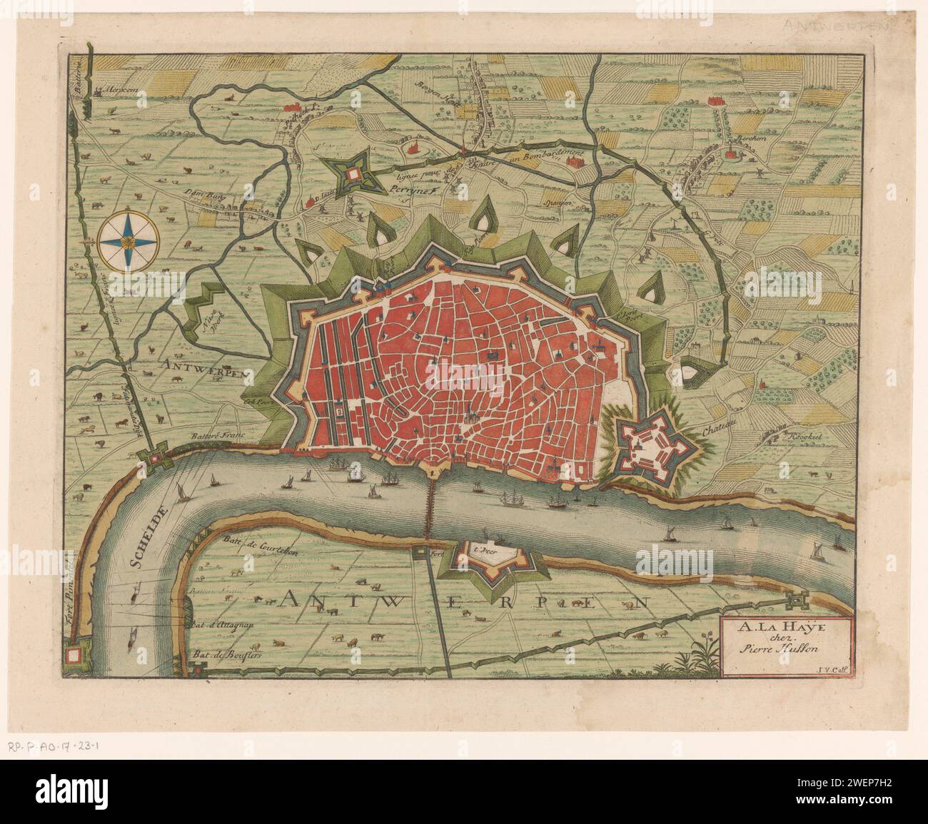 Map of Antwerp, Jan van Call (II), 1702 - 1732 print Map of Antwerp. At ...