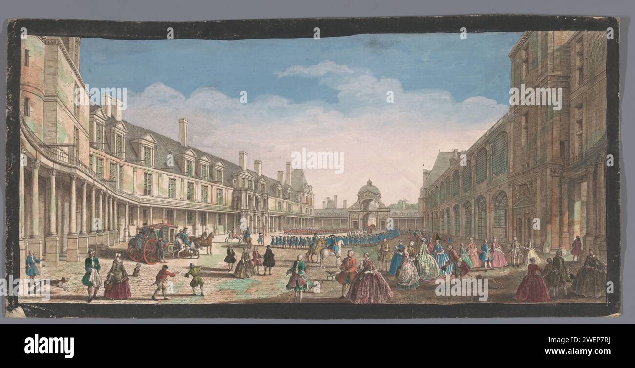 View of the Cour Ovale of the Palais de Fontainebleau, Anonymous, 1700 ...