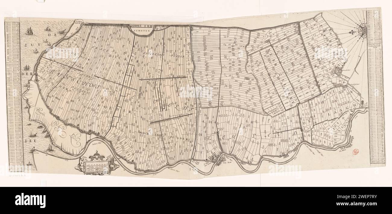 Polder map of Eemland (bottom part), Anonymous, 1710 print Lower part ...
