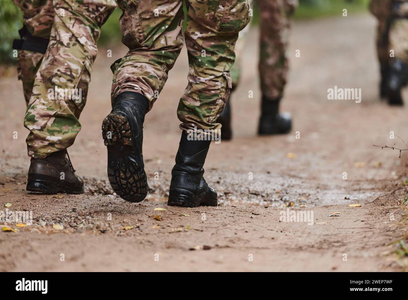Close up photo, the resilient legs of elite soldiers, clad in ...