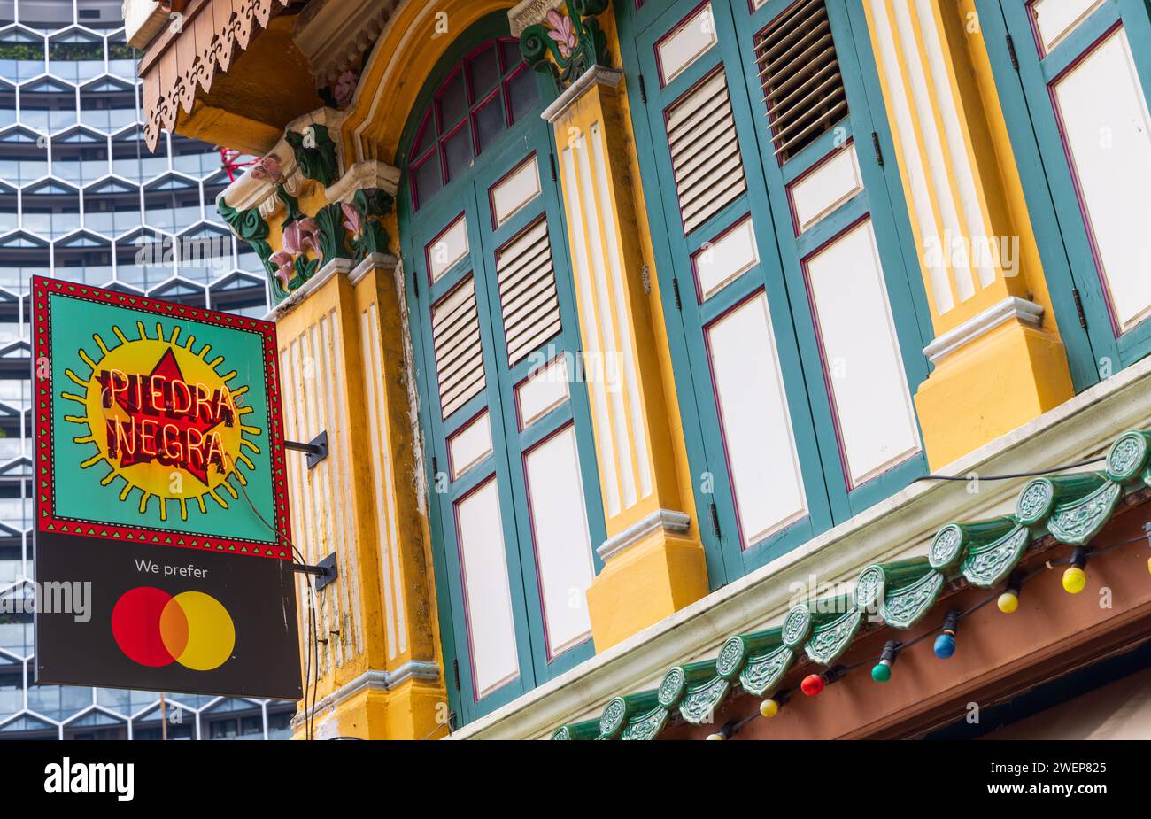 Piedra Negra restaurant, Haji Lane, Singapore Stock Photo - Alamy