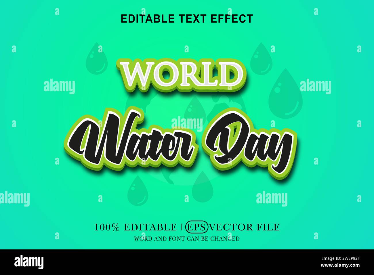 World water day 3d Text Effect Editable 3D Style eps vector Stock ...