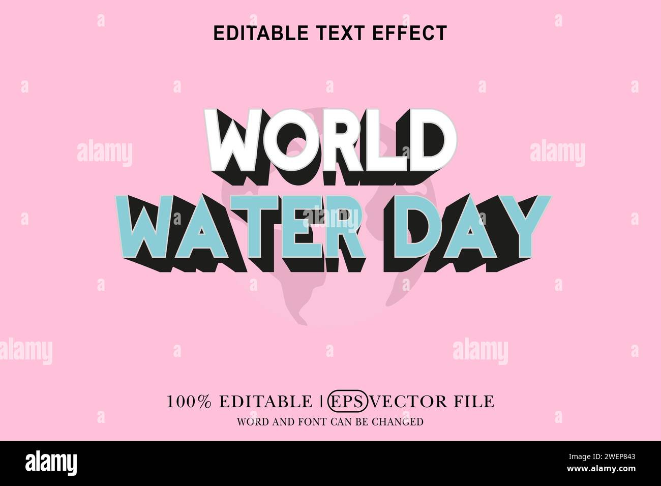 World water day 3d Text Effect Editable 3D Style eps vector Stock ...